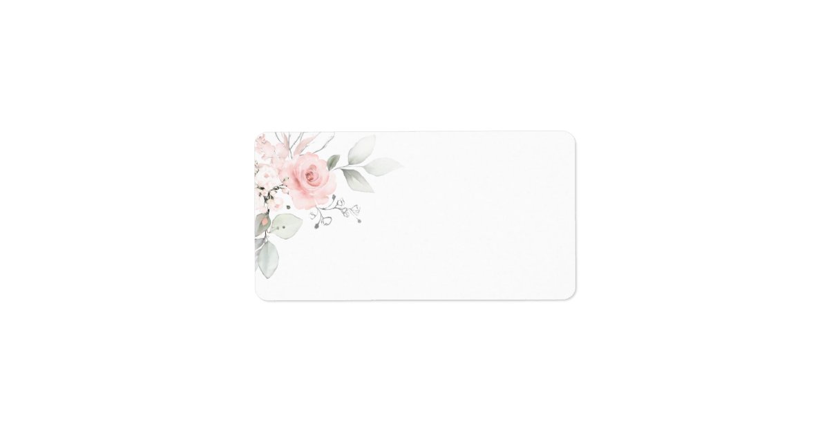 Watercolor Pink Rose Label BLANK | Zazzle