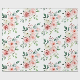 Watercolor Pink Rose Wrapping Paper | Zazzle