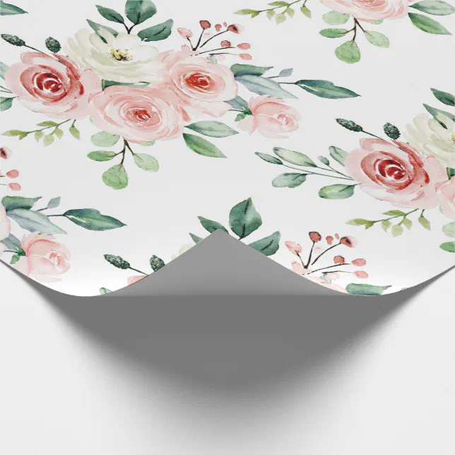 Watercolor Pink Rose Wrapping Paper | Zazzle