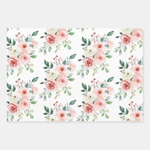 Watercolor Pink Rose Wrapping Paper Sheets | Zazzle