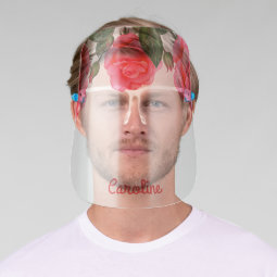 Watercolor Pink Roses Botanical Design Face Shield | Zazzle