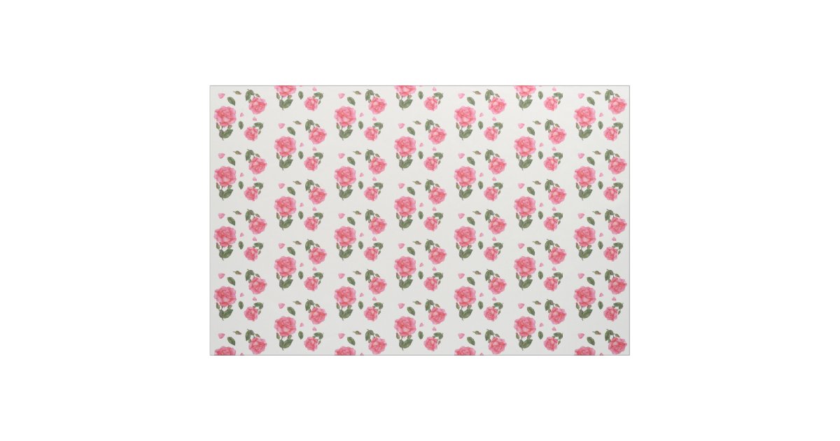 Watercolor Pink Roses Floral Art Pattern Fabric | Zazzle