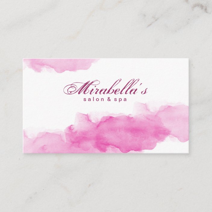 Watercolor Pink Trendy White Minimalist Business Card | Zazzle.com