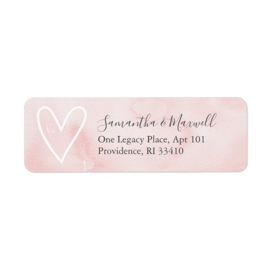 Watercolor Pink Valentine Heart Address Labels | Zazzle.com