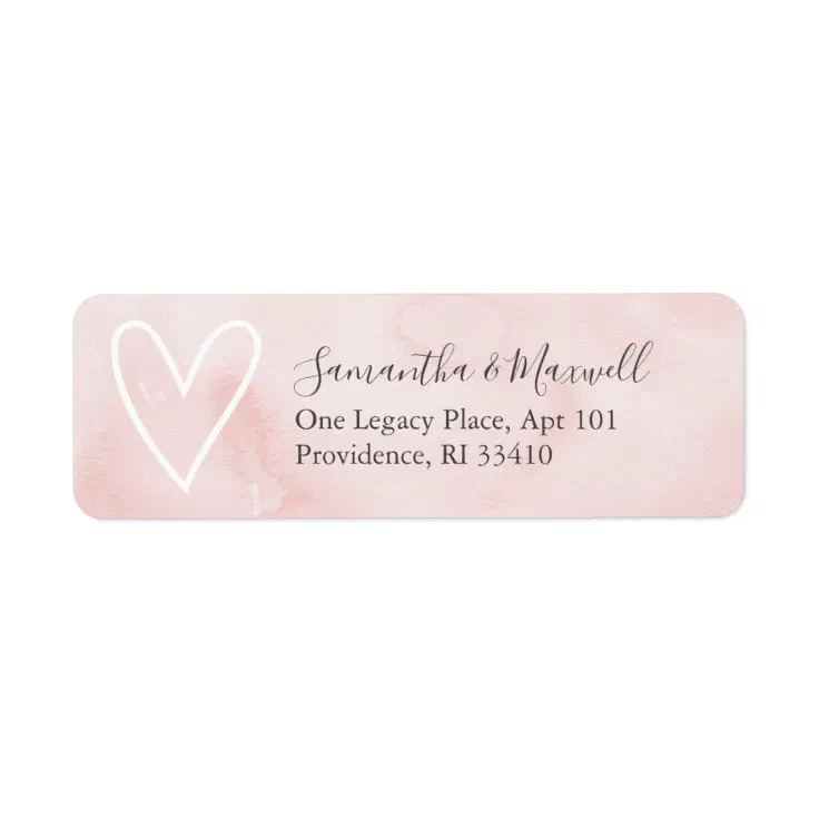 Watercolor Pink Valentine Heart Address Labels | Zazzle