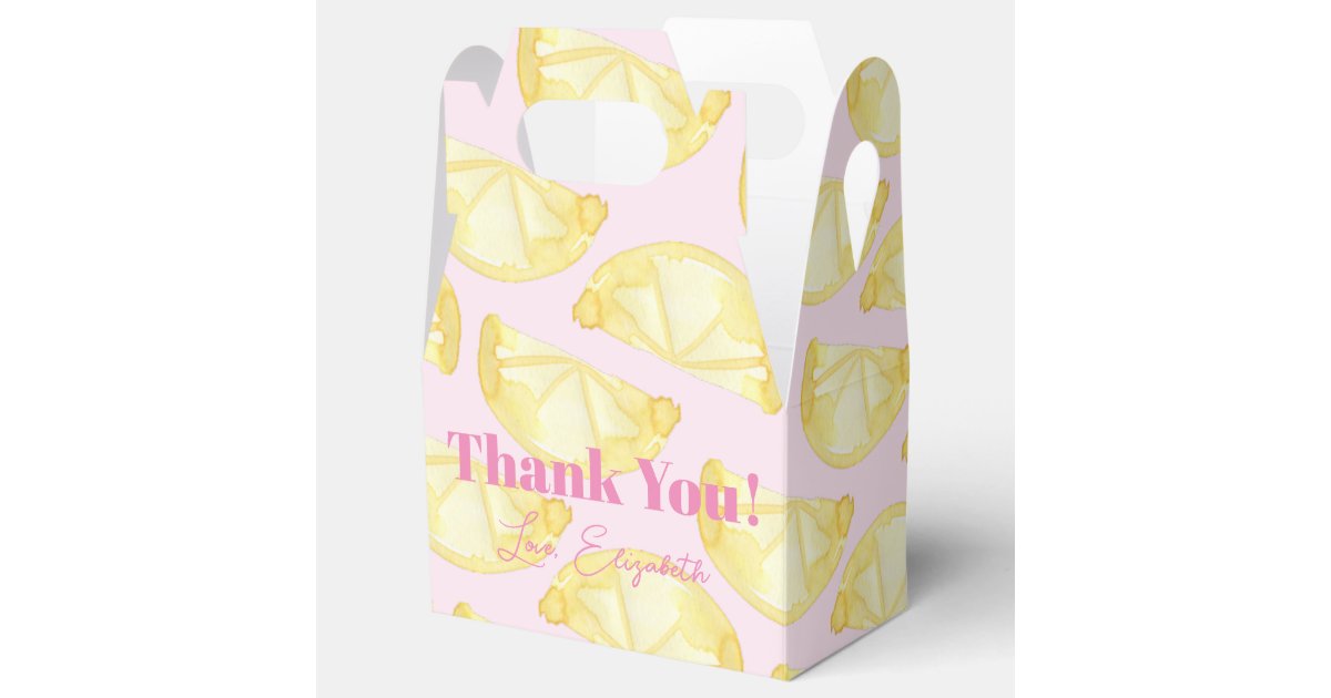 Watercolor Pink Yellow Lemons Custom Favor Box | Zazzle