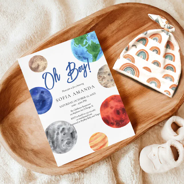 Watercolor Planet Baby Shower Invitation | Zazzle