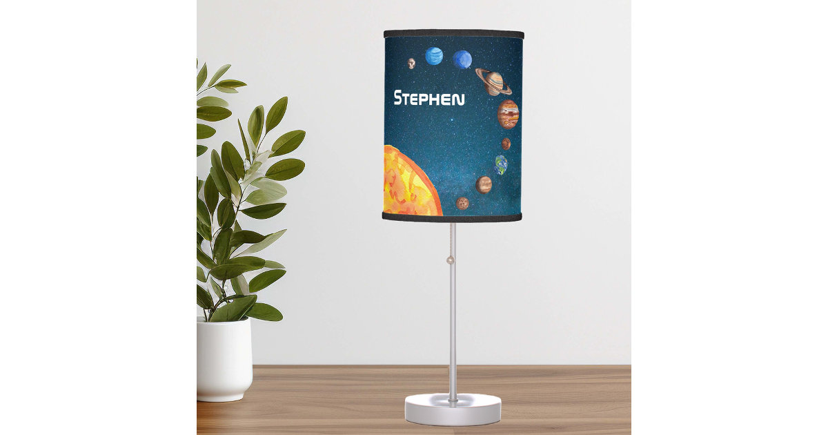 Watercolor Planets Solar System Personalized Table Lamp | Zazzle