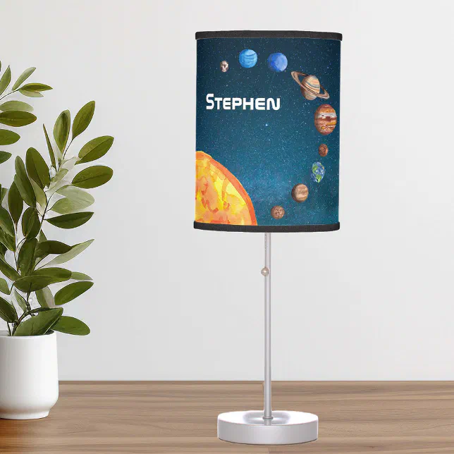 Watercolor Planets Solar System Personalized Table Lamp | Zazzle