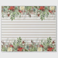 Watercolor Poinsettia Pine Waterfall Striped Wrapping Paper | Zazzle