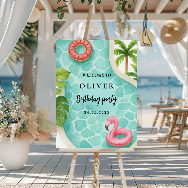 Watercolor Pool Party | Flamingo & Float Foam Board | Zazzle