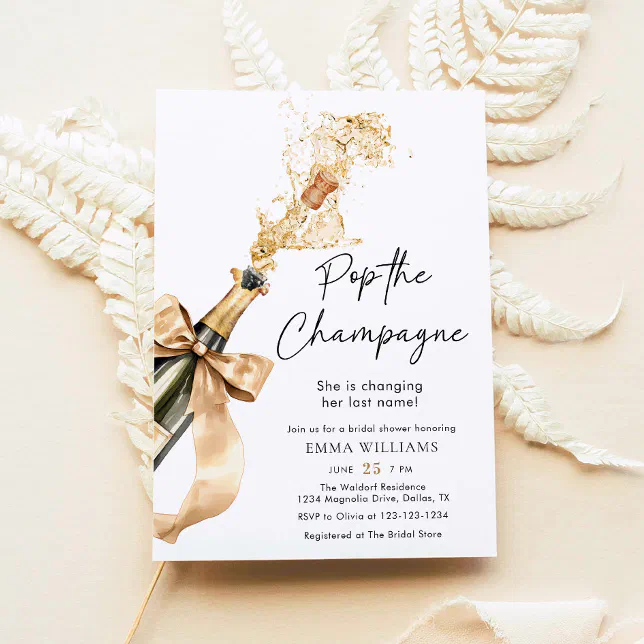 Watercolor Pop The Champagne Bridal Shower Invitation | Zazzle