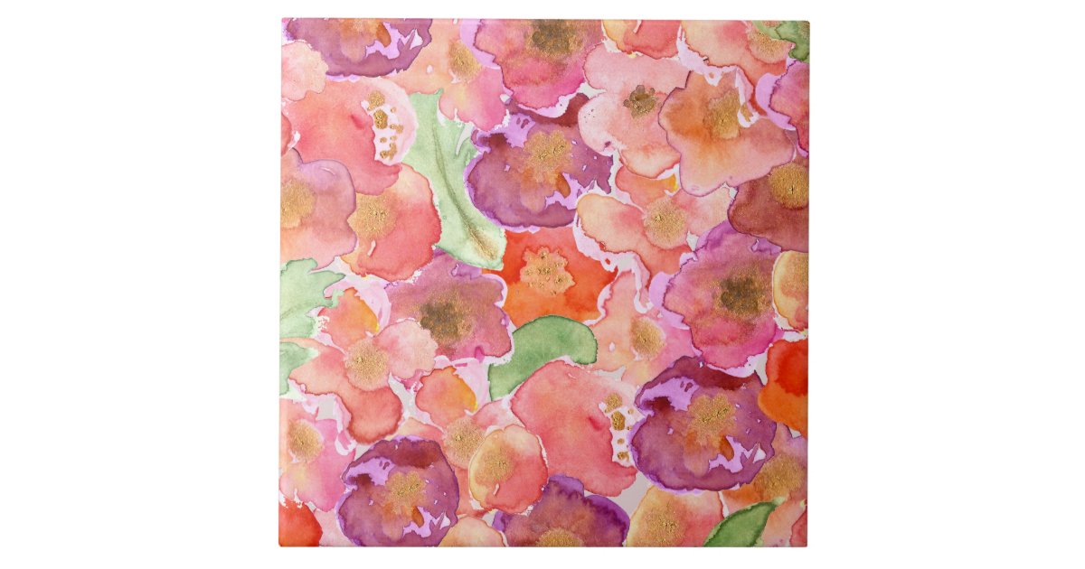 Watercolor Poppies Ceramic Tile | Zazzle
