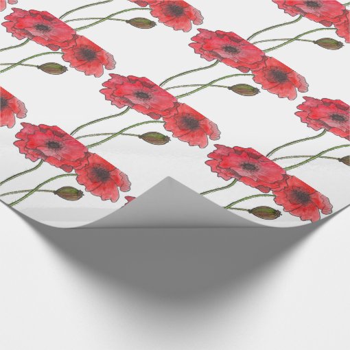 Watercolor Poppy Wrapping Paper | Zazzle