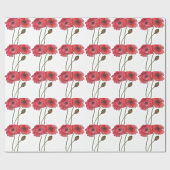Watercolor Poppy Wrapping Paper | Zazzle