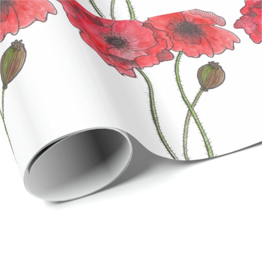 Watercolor Poppy Wrapping Paper | Zazzle
