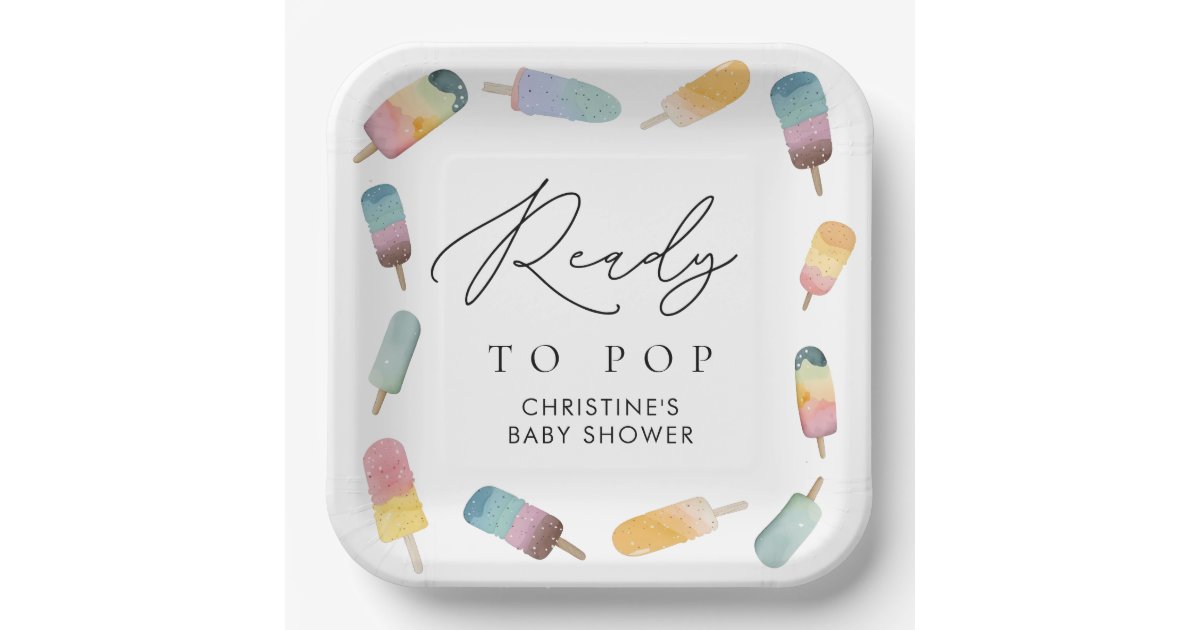 Watercolor Popsicle Ready to Pop Baby Shower Paper Plates | Zazzle
