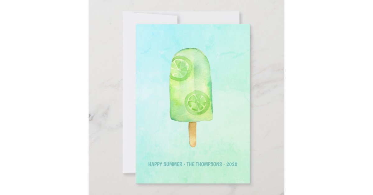 Watercolor Popsicle Summer Greeting Card | Zazzle