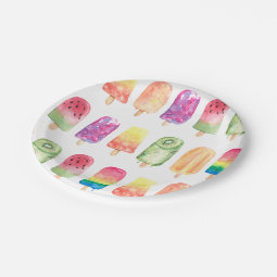 Watercolor Popsicles Paper Plates | Zazzle
