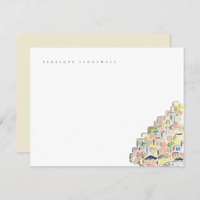 Watercolor Positano Italy Personal Note Card | Zazzle