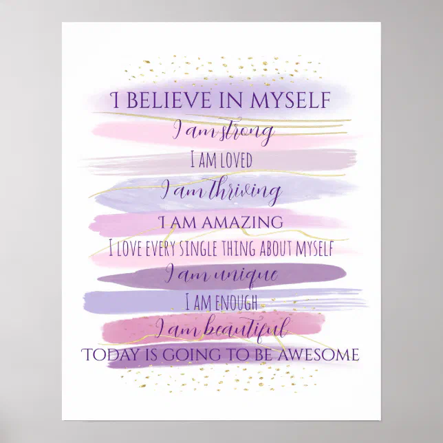 Watercolor Positive Affirmations Poster | Zazzle