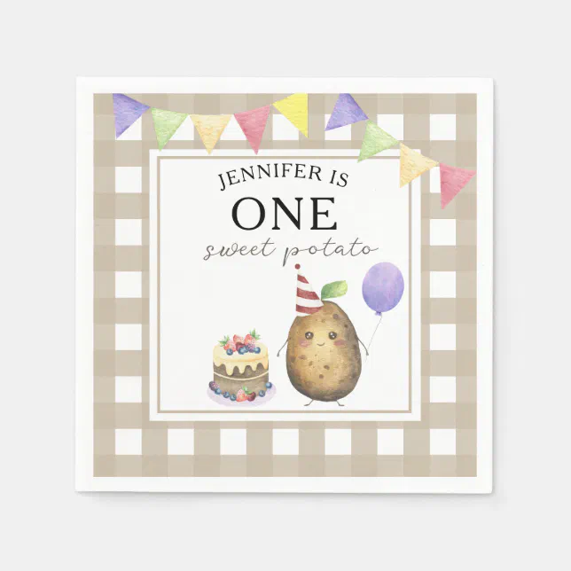 Watercolor Potato 1st birthday Napkins | Zazzle