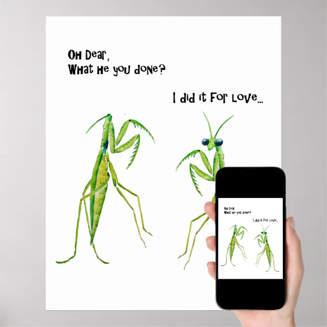 Watercolor Praying Mantis Funny Joke Poster | Zazzle