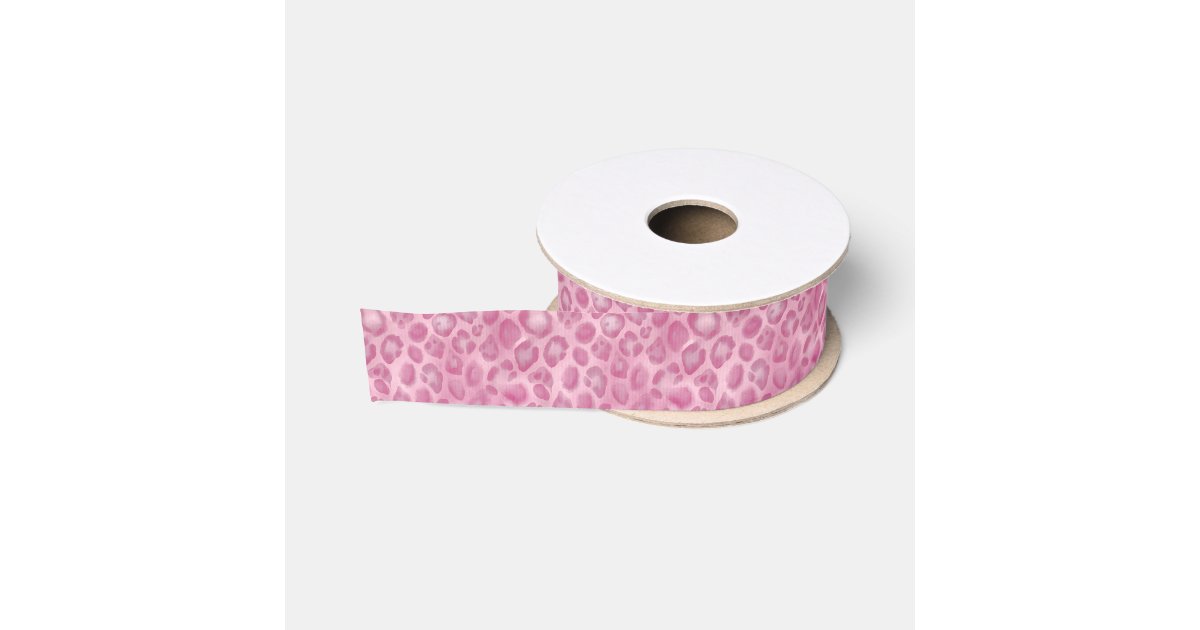 Watercolor Preppy Pink Leopard Print Grosgrain Ribbon | Zazzle