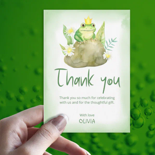 Watercolor Princess Frog Baby Shower Thank You Card | Zazzle