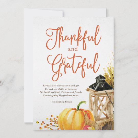 Watercolor Pumpkin Cornucopia Thanksgiving Poem Holiday Card | Zazzle.com