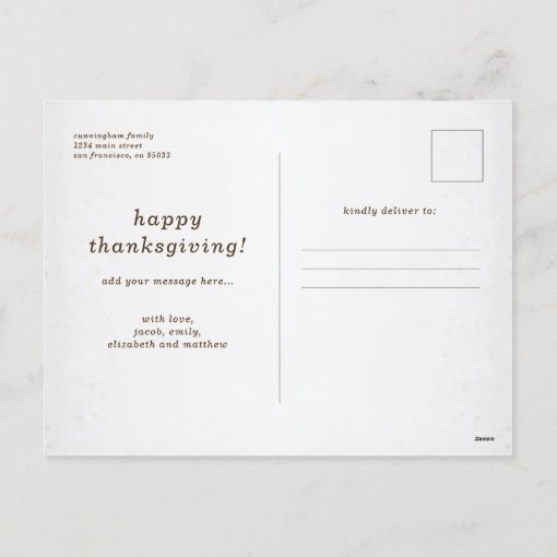 Watercolor Pumpkin Cornucopia Thanksgiving Poem Holiday Postcard | Zazzle