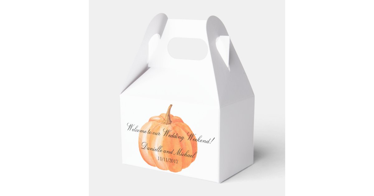 Watercolor Pumpkin Fall Wedding Gable Favor Boxes | Zazzle