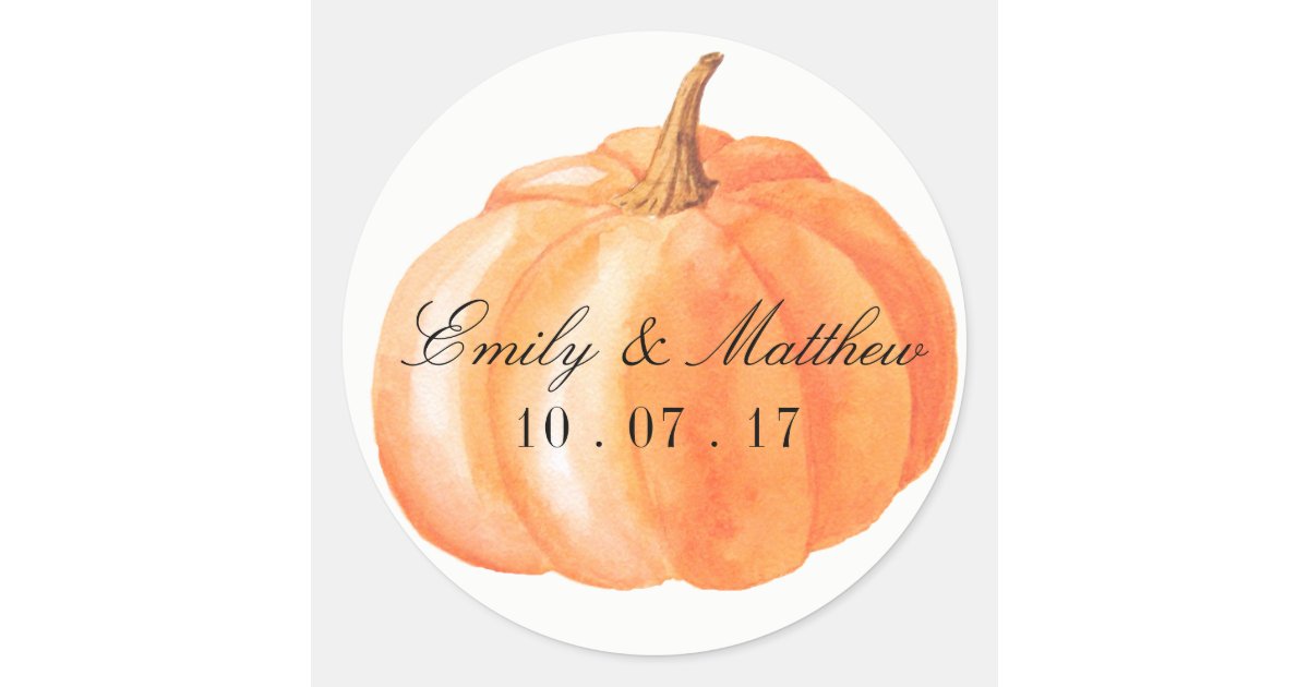 Watercolor Pumpkin Fall Wedding Label Stickers | Zazzle