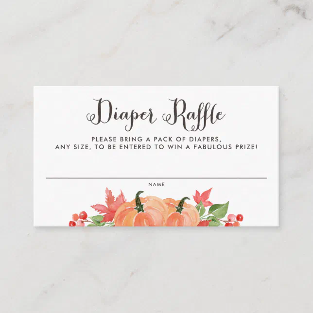 Watercolor Pumpkins Autumn Baby Diaper Raffle Card | Zazzle