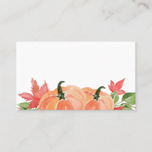 Watercolor Pumpkins Autumn Thanksgiving Place Card | Zazzle