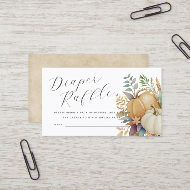 watercolor pumpkins diaper raffle card | Zazzle