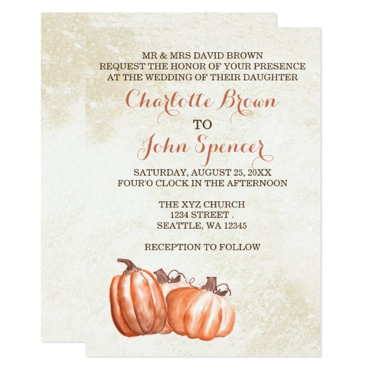 watercolor pumpkins fall harvest wedding invites | Zazzle.com