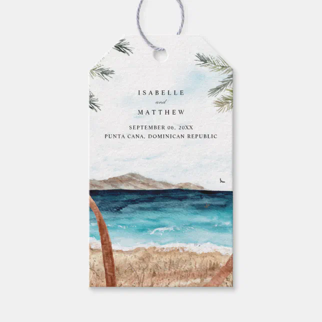 Watercolor Punta Cana Tropical Beach Gift Tags | Zazzle