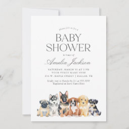 Watercolor Puppy Dog Baby Shower Invitation | Zazzle