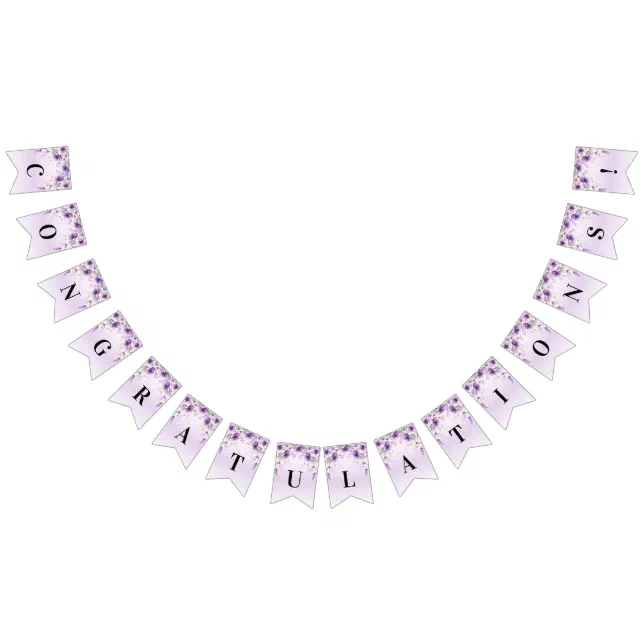 Watercolor Purple Floral Bunting Flag | Zazzle