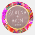 Watercolor purple floral wedding sticker | Zazzle