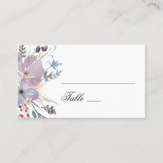 Watercolor purple flowers. Lavender floral wedding Place Card | Zazzle.com