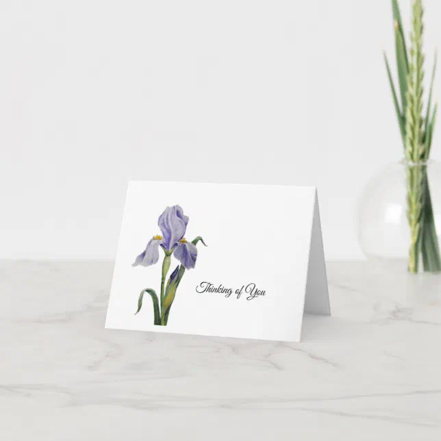 Watercolor Purple Iris Note Card | Zazzle