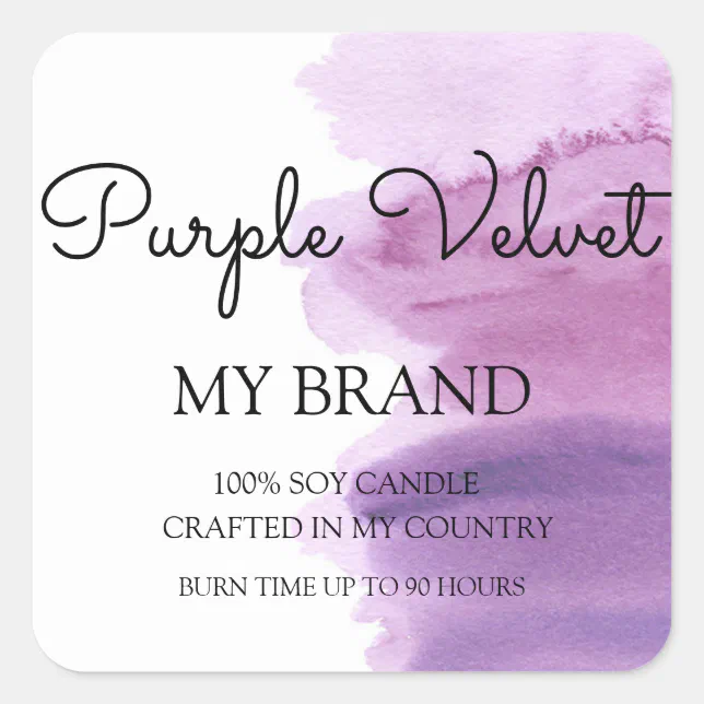 Watercolor Purple Violet Candle Product Label | Zazzle