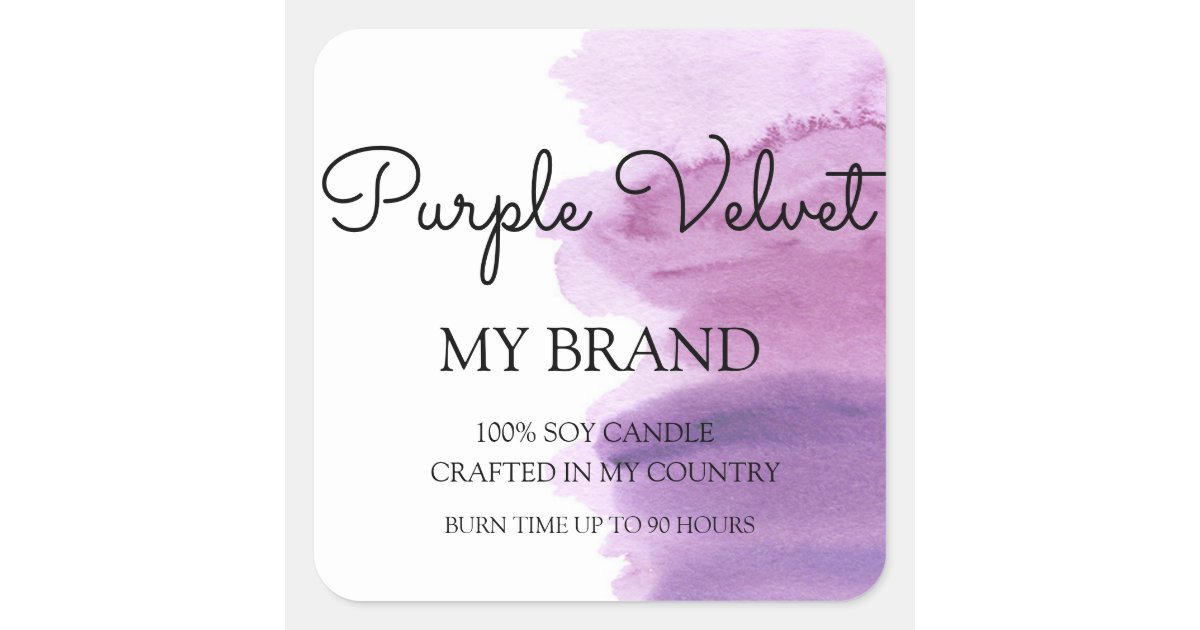 Watercolor Purple Violet Candle Product Label | Zazzle