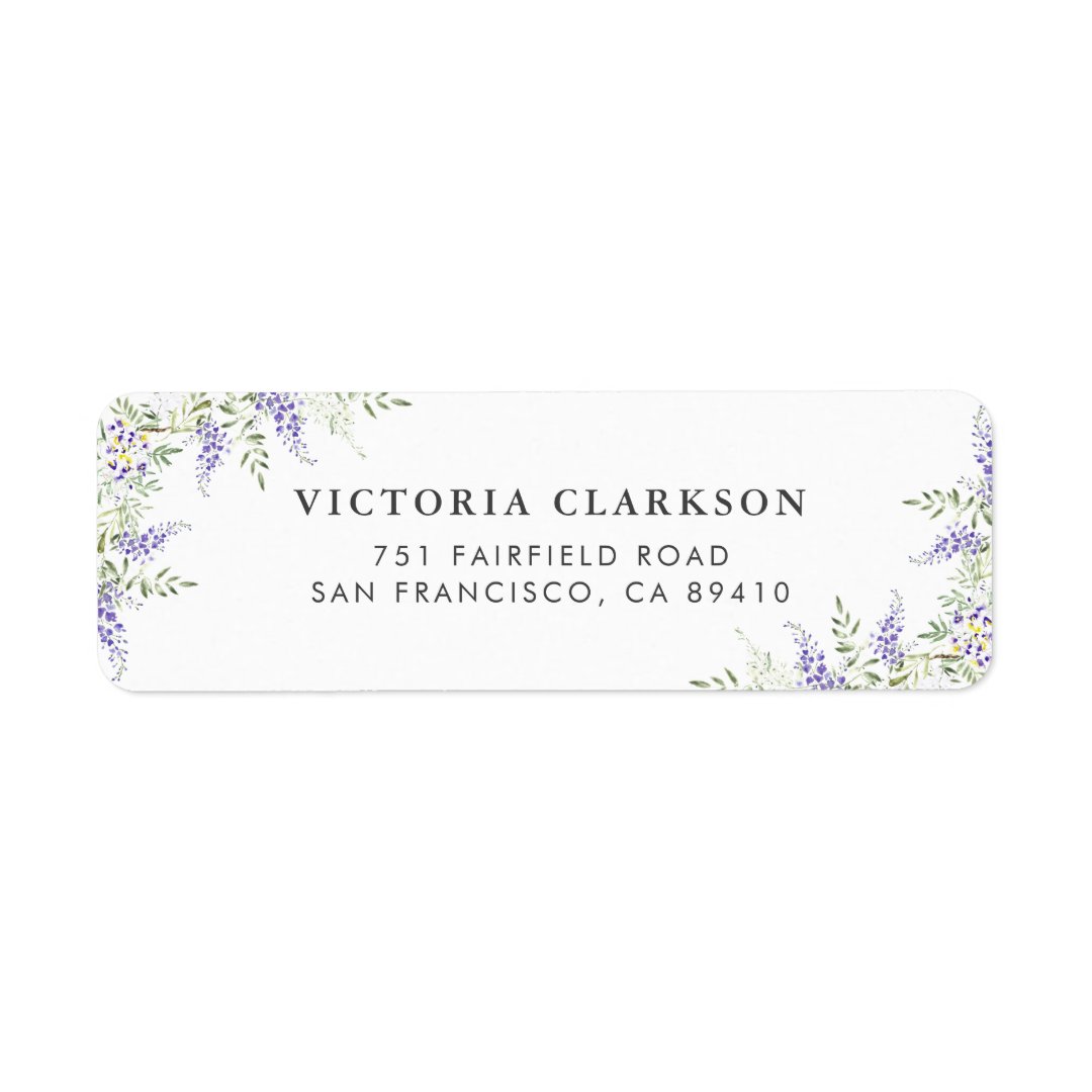 Watercolor Purple Wisteria Return Address Label | Zazzle