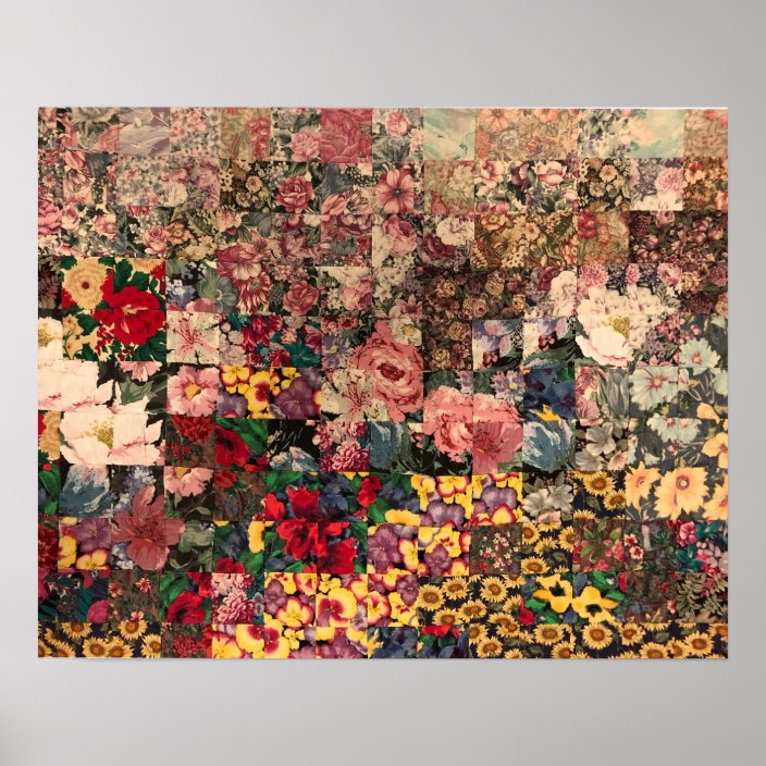 watercolor quilt design poster | Zazzle.com