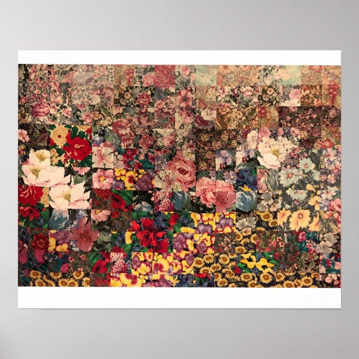 watercolor quilt design posterposter poster | Zazzle