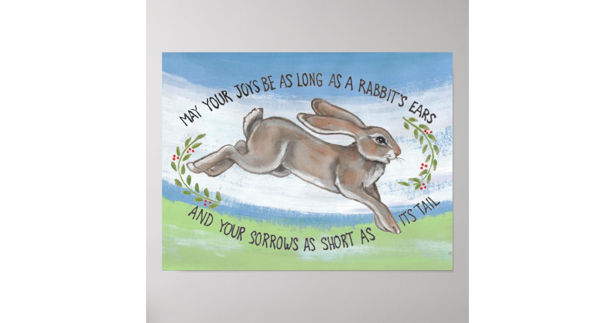 Watercolor Rabbit Upbeat Hope Encouragement Poster | Zazzle
