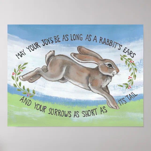 Watercolor Rabbit Upbeat Hope Encouragement Poster | Zazzle